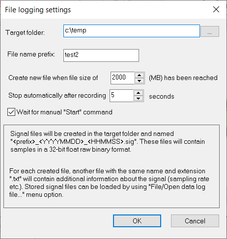 Logging Signal Data to File